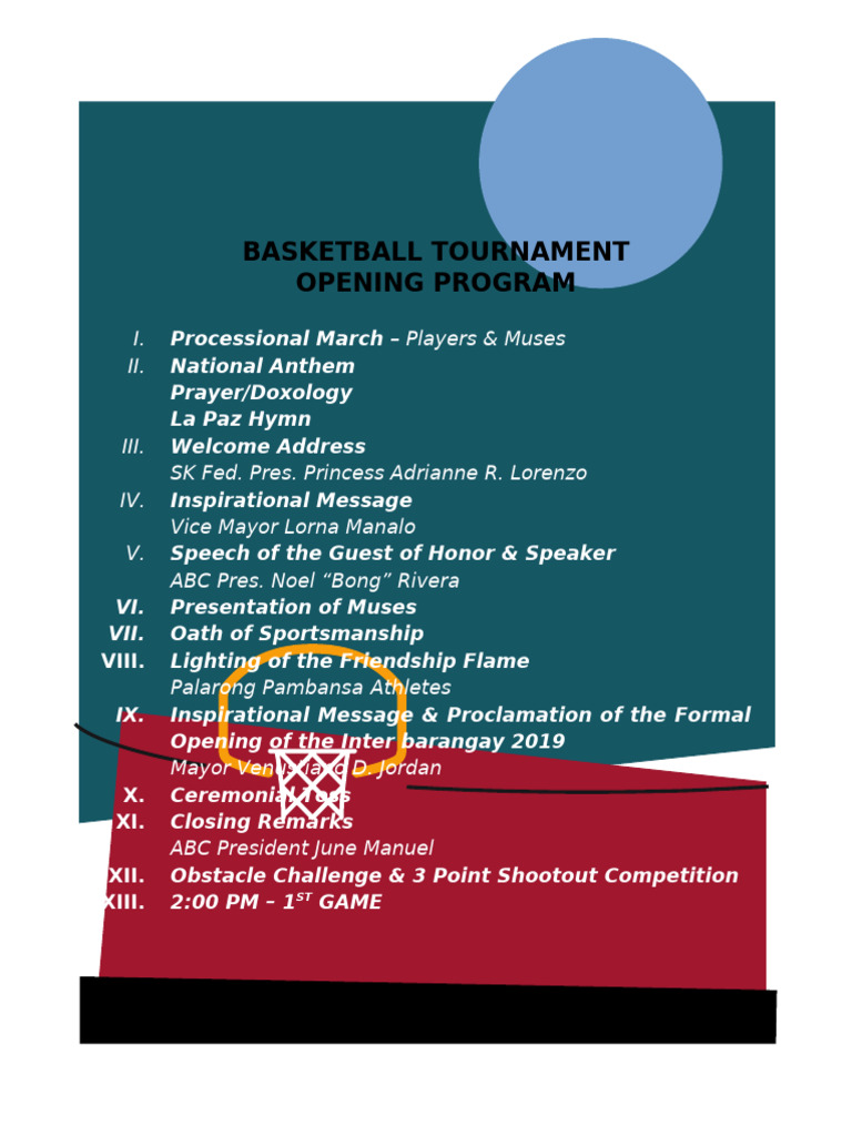 2019 Basketball Tournament Program 1 | PDF | Art