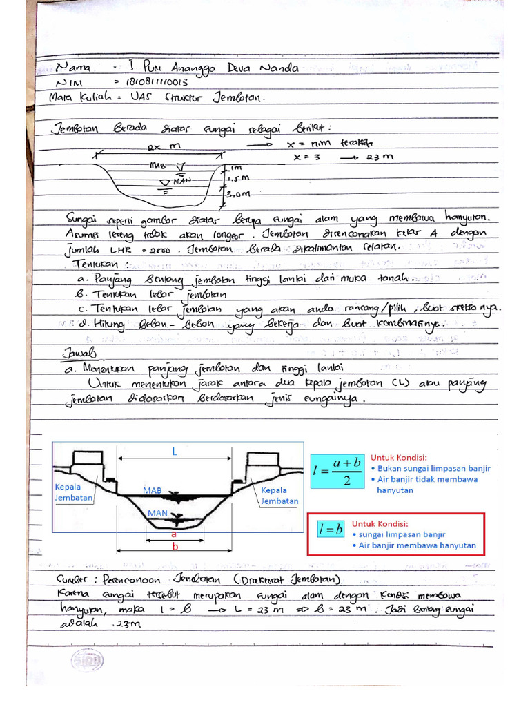 I Putu Anangga Deva Nanda - 1810811110013 - UAS Struktur Jembatan | PDF