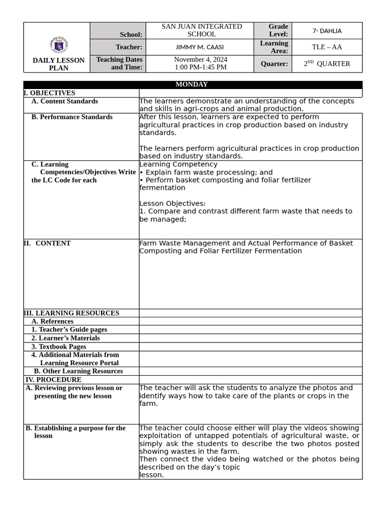 Tle 7 Week 3 Pdf Learning Teachers