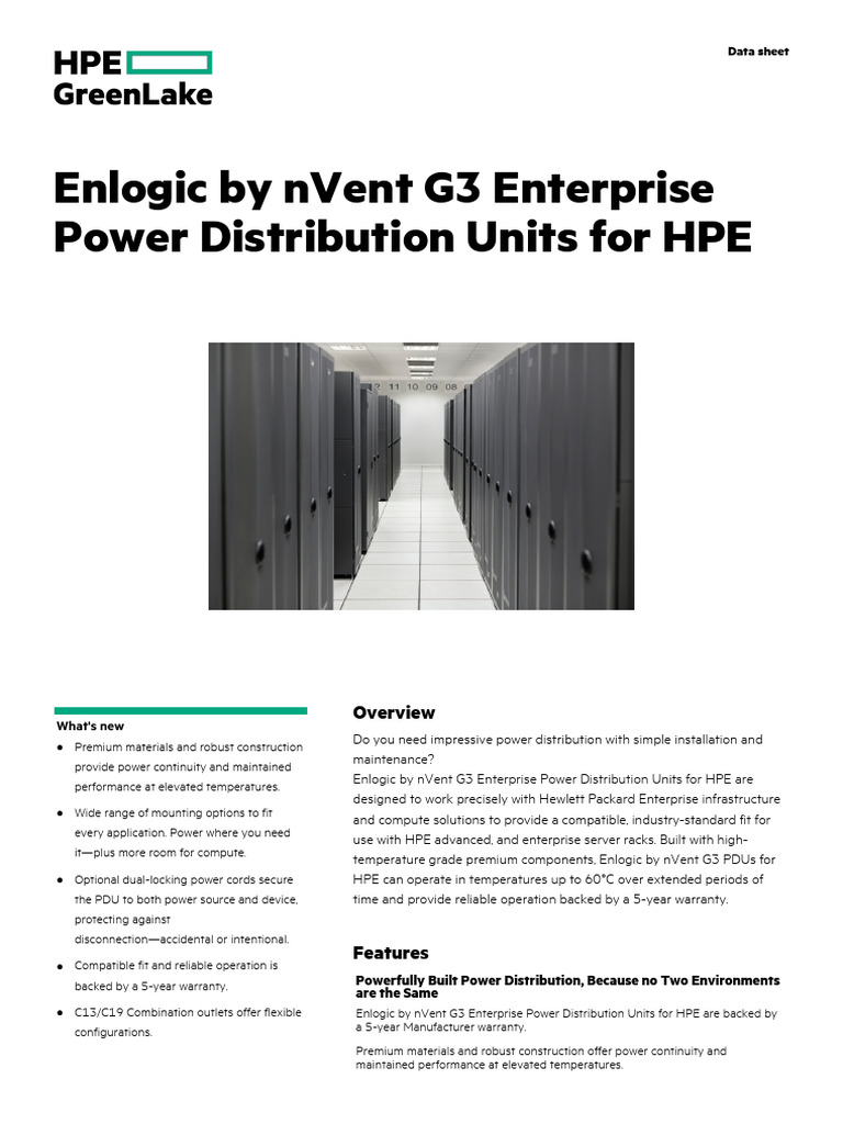 Enlogic by Nvent G3 Enterprise Power Distribution Units For HPE ...