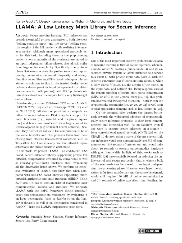 Llama - A Low Latency Math Library For Secure Inference | PDF | Function (Mathematics) | Spline ...