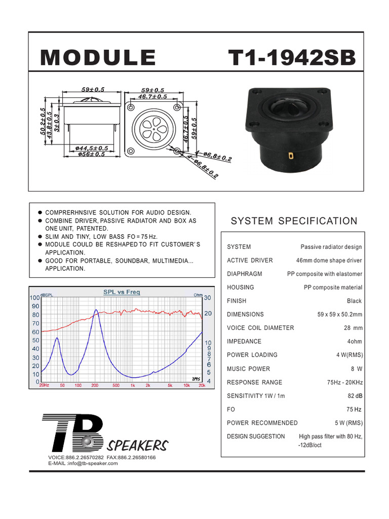 T3-2190S Passive Radiator Module Specs | PDF