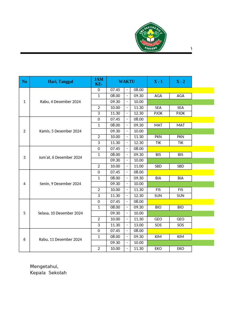 jadwal psas 2024 | PDF