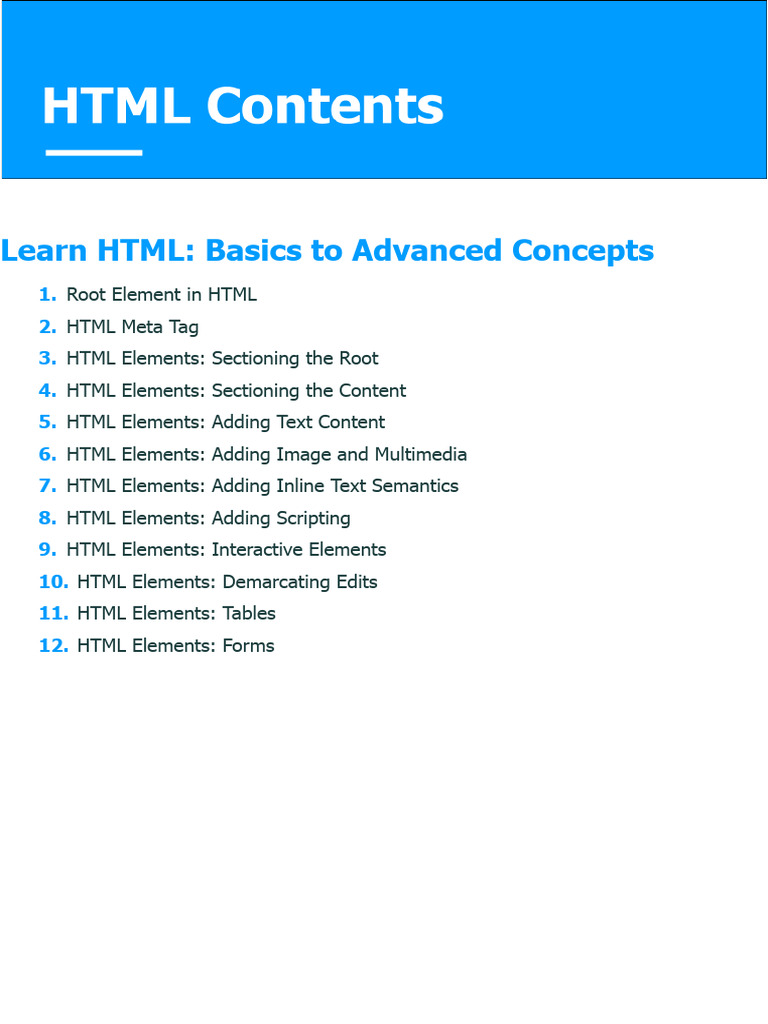 HTML All Topics | PDF | Html | Html Element