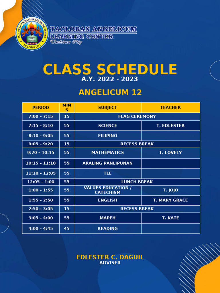 Class Sched Template 1 | PDF