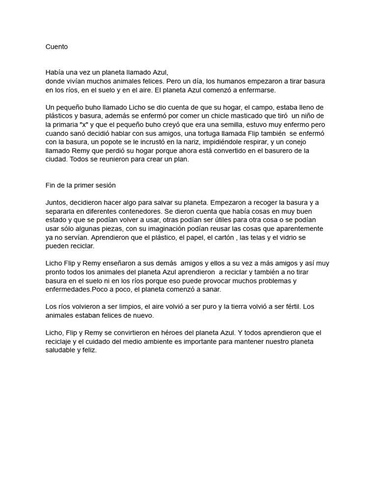 Cuento Reciclaje | PDF | Ciencias sociales