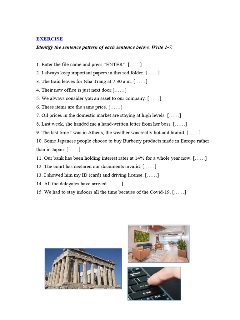 EXERCISE - 7 Sentence Patterns | PDF
