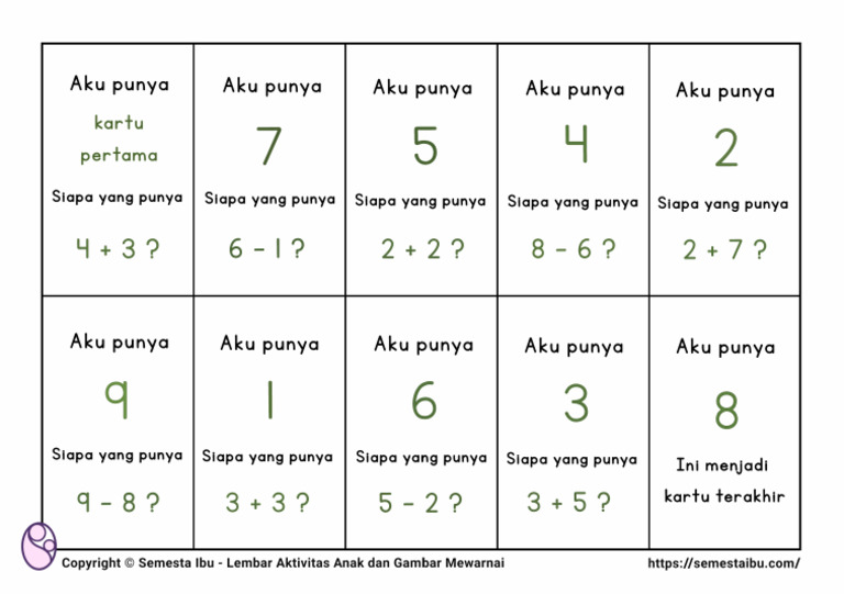 Aku Punya Siapa Punya - Aritmetika 1 | PDF