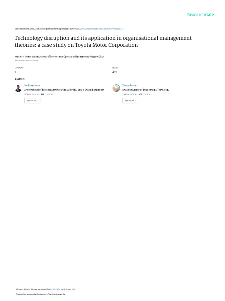 Technology Disruption and Its Application in Organisational Management ...