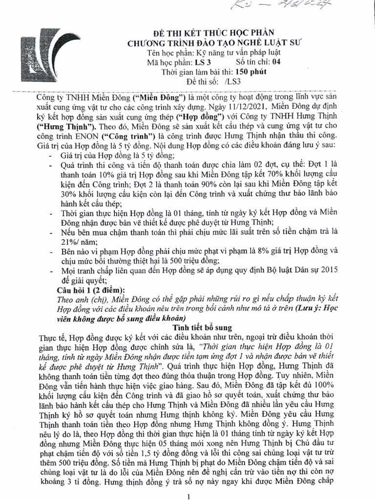 LS3 Đề 1 2023 | PDF