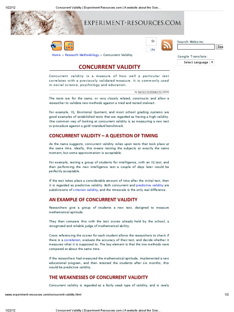 Concurrent Validity - Experiment-Resources | PDF | Validity (Statistics) | Intelligence Quotient