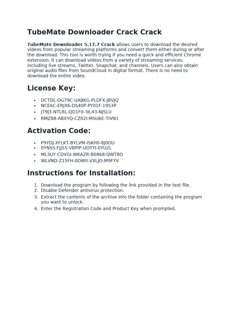 Tubemate Key | PDF
