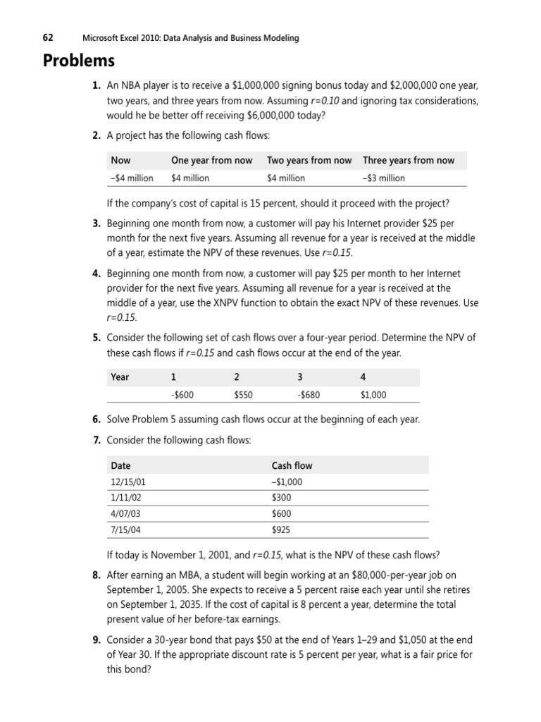 Microsoft Excel 2010 Data Analysis and Business Modeling | PDF | Net Present Value | Economies