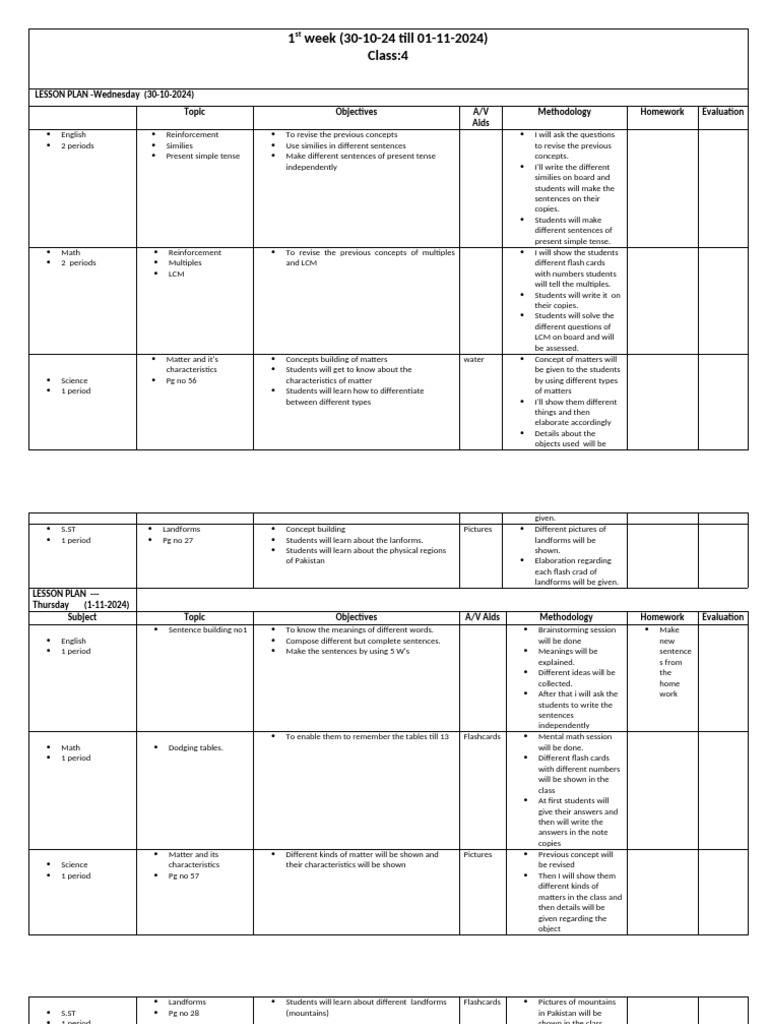 Lesson plan | PDF | Flashcard | Lesson Plan