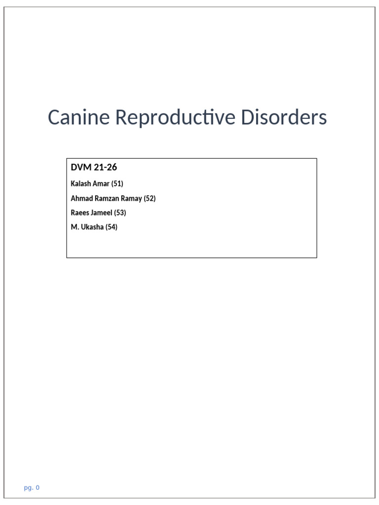 Canine Reproductive Disorders | PDF | Prostate | Vagina