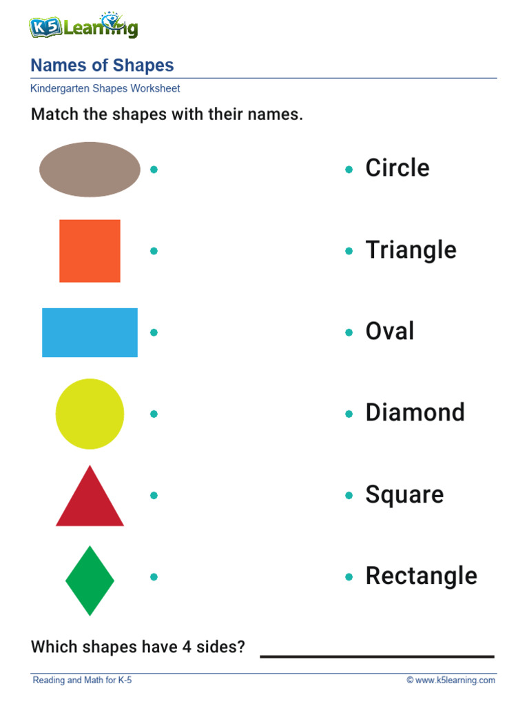Kindergarten Shapes Matching Worksheet | PDF