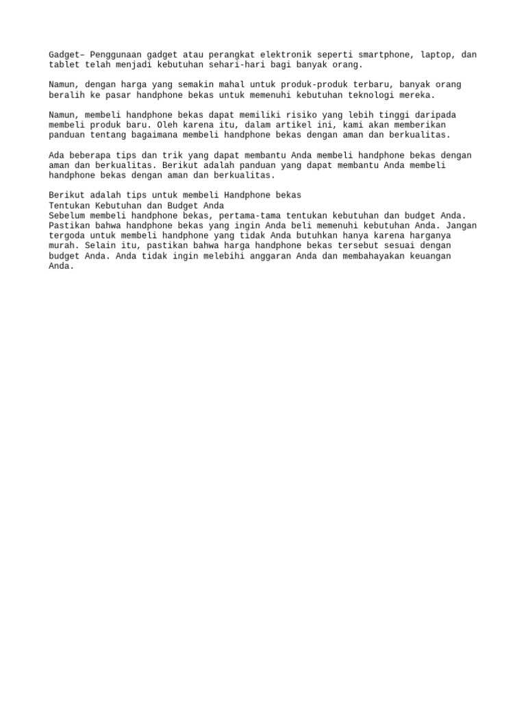 7 Tips Membeli Handphone Android Atau IPhone Bekas Agar Tidak Kena Tipu | PDF