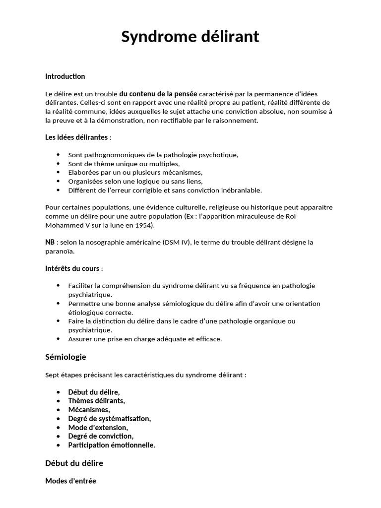 Comprendre le syndrome délirant | PDF | Délire | Paranoïa
