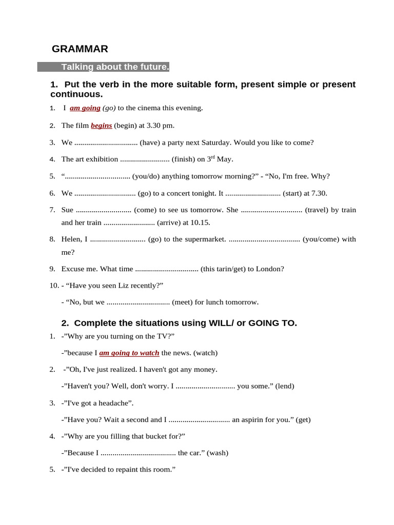 Unit 5 Future Worksheet 1 | PDF