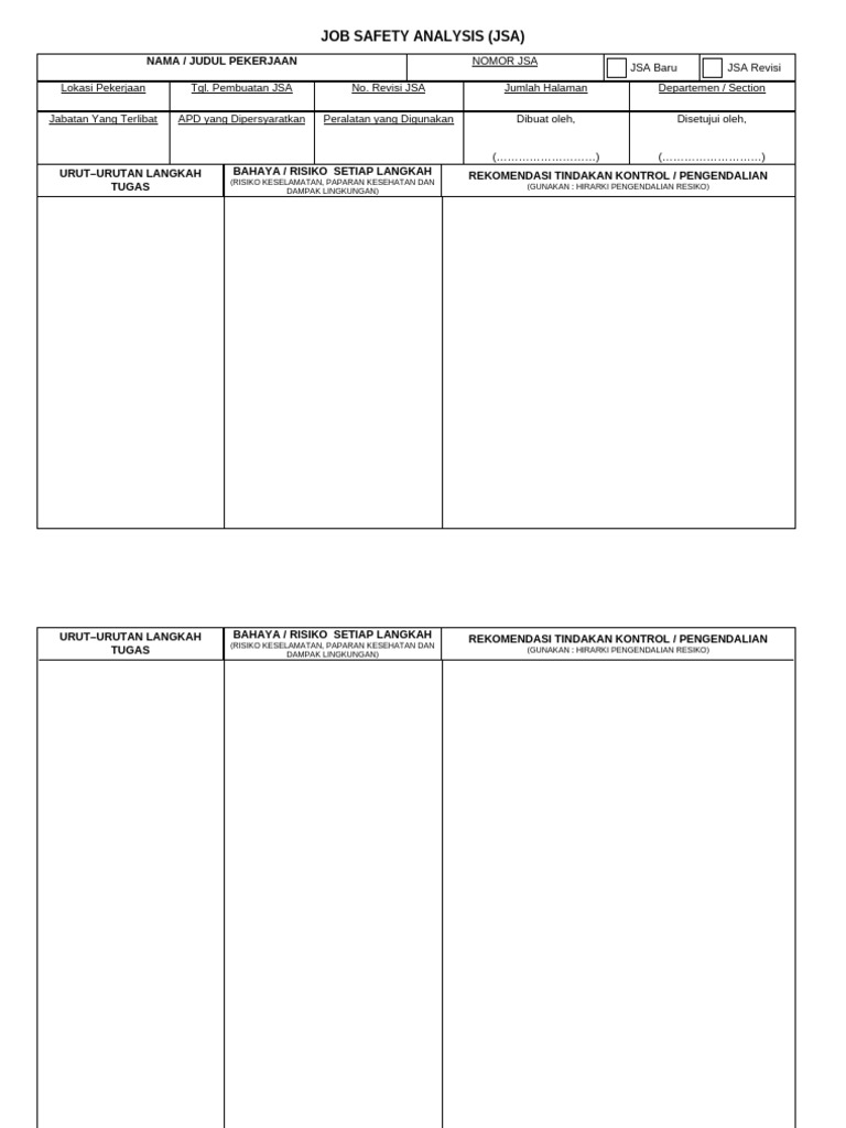 Formulir JSA (Print 2x) | PDF