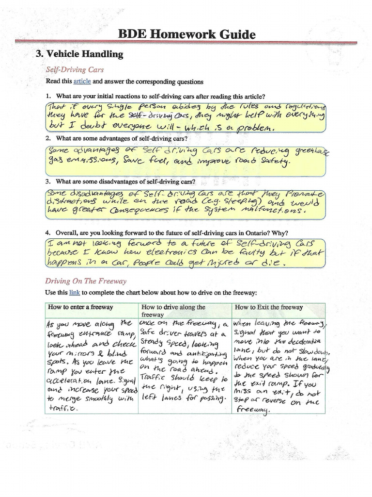 Homework 3 - Driving School | PDF