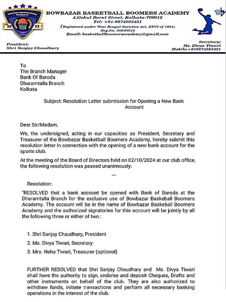 Resolution Letter BBBA[1] | PDF