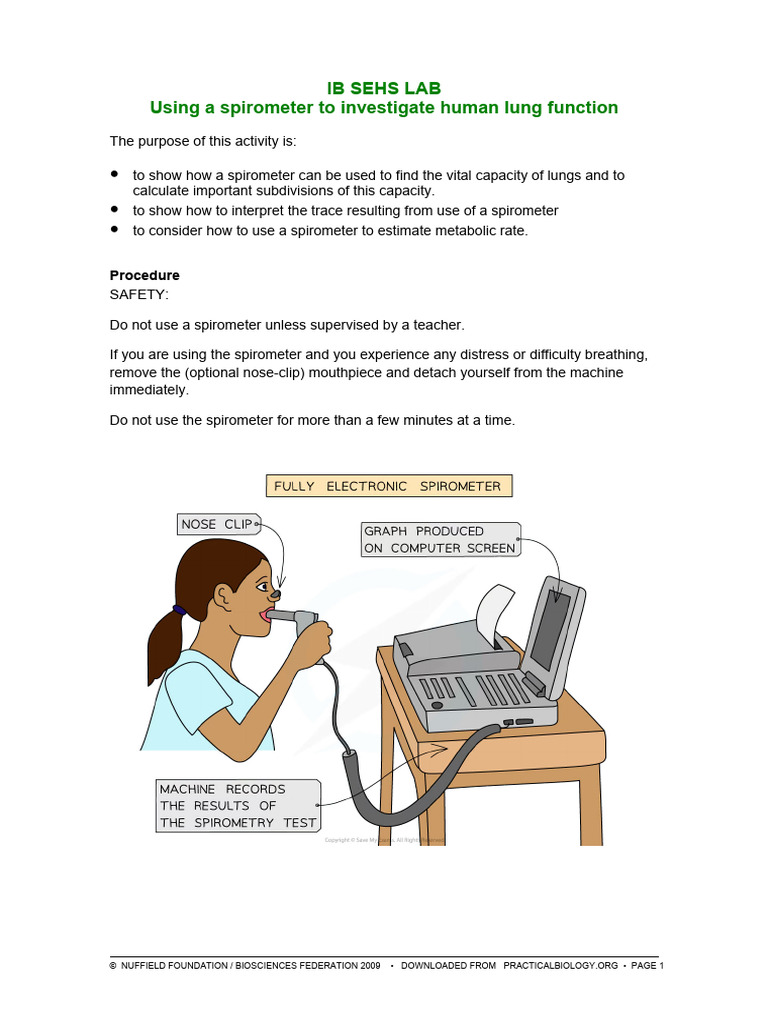 Student Copy of IB SEHS LAB: Using A Spirometer To Investigate Human ...