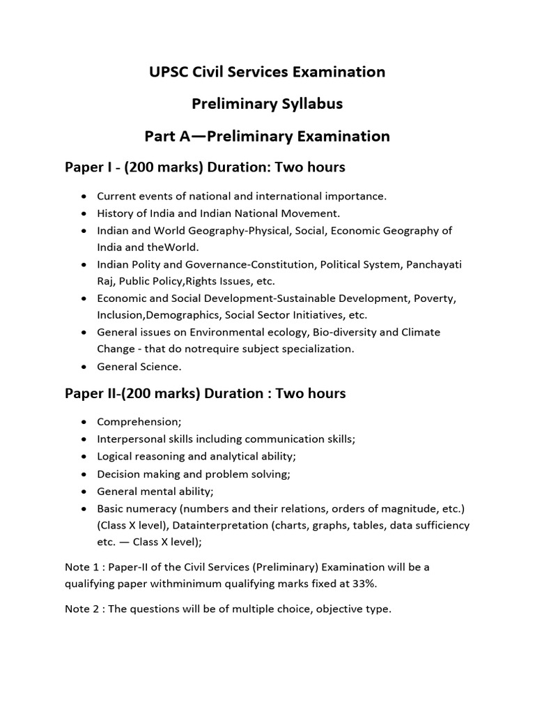 Upsc Cse Syllabus | PDF | Governance