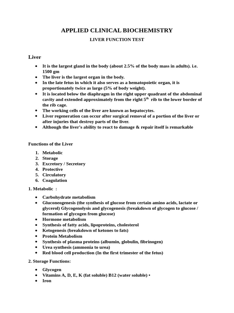 Applied Clinical Biochemistry Chapar Polytechnique | PDF | Alanine Transaminase | Liver