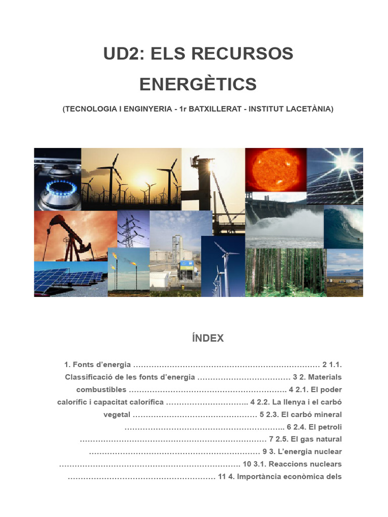 Ud2 Els Recursos Energètics | PDF