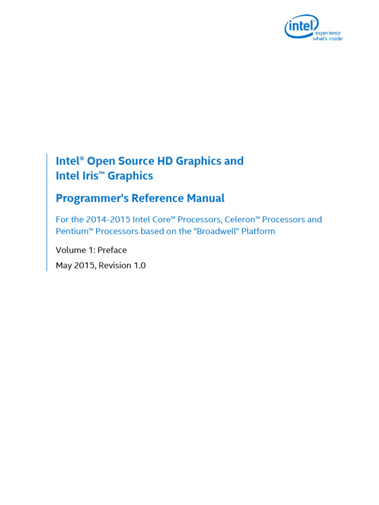 Intel GFX PRM Osrc BDW Vol01 Preface 0 | PDF | Shader | Pointer (Computer Programming)