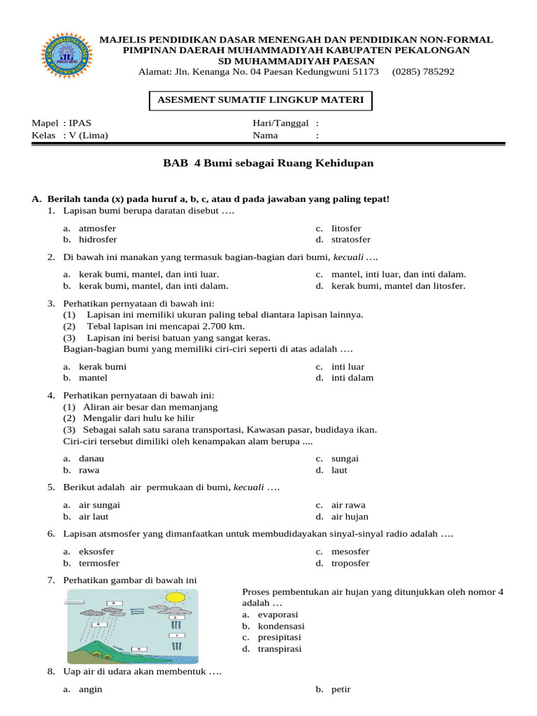 Sumatif Lingkup Materi IPAS BAB 4 | PDF | Sains & Matematika | Dewasa Muda