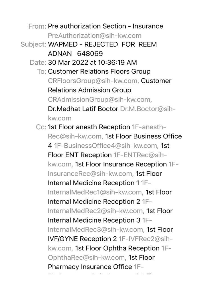 Insurance Approval Rejection Notice | PDF | Medicine