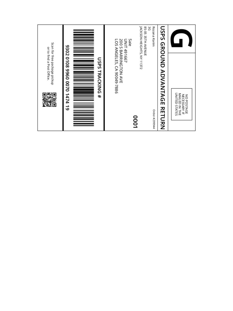 USPS Ground Advantage Return Label | PDF