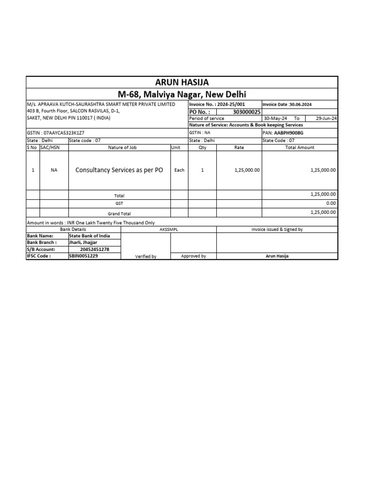 Invoices - Arun H | PDF