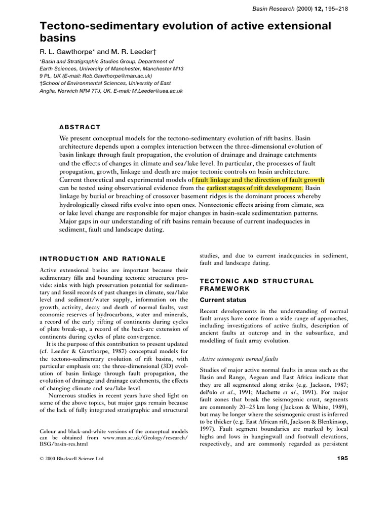2008 - Tectono-Sedimentary Evolution of Active Extensional Basin | PDF ...