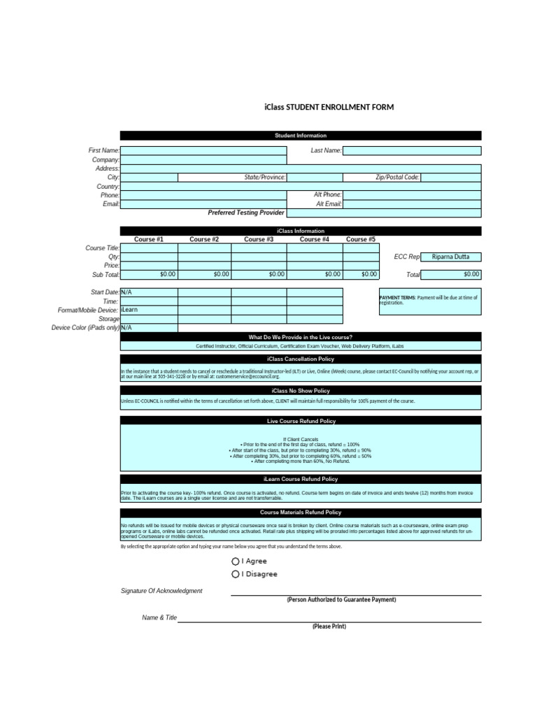 EC-Council - Student Enrollment Form | PDF | Computing