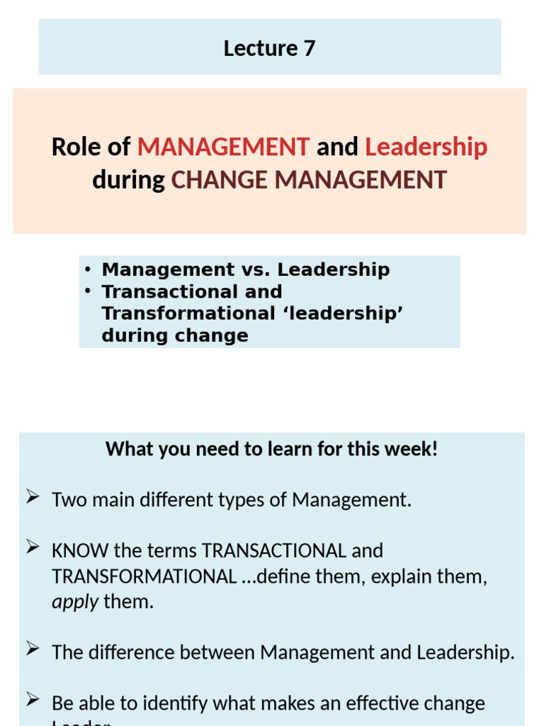 MC Lecture 7 Leadership 1sem22 | PDF | Leadership | Transformational ...
