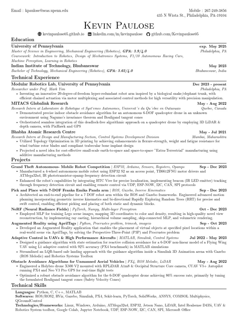 Kevin Paulose Resume | PDF