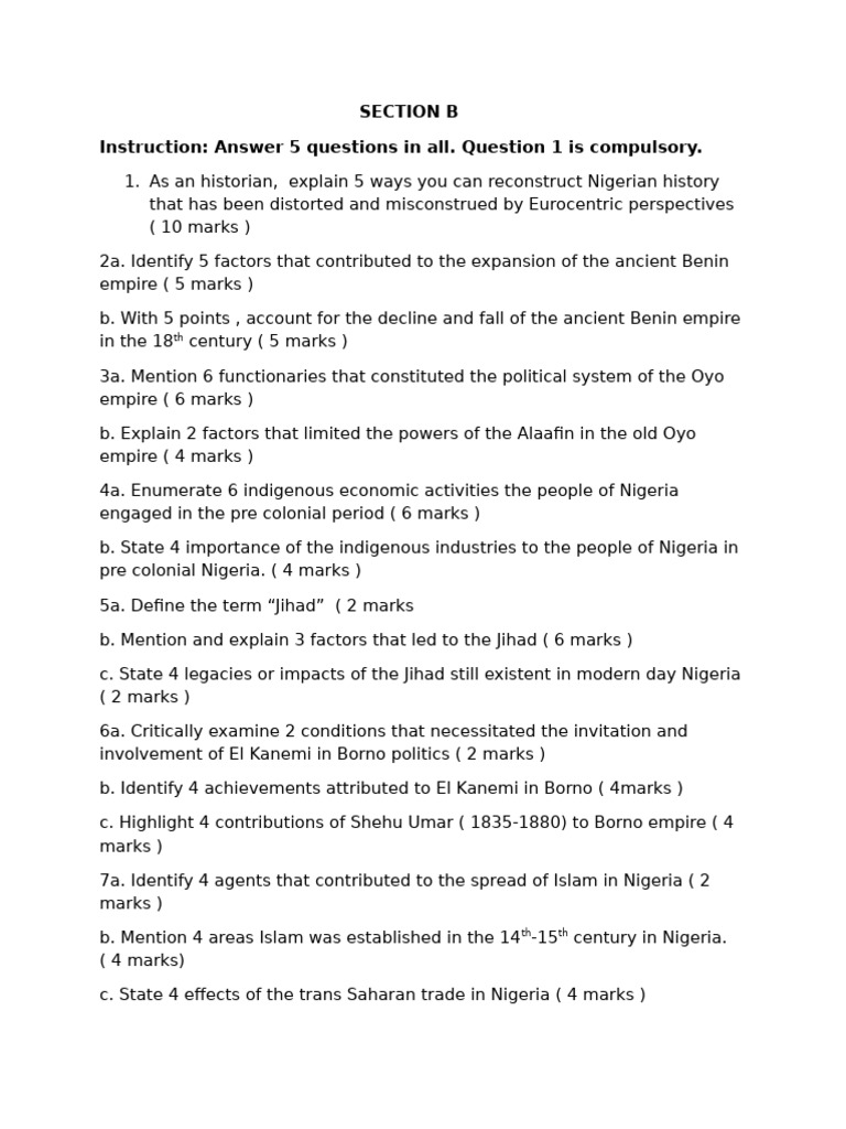 SS2 Section B First Term | PDF