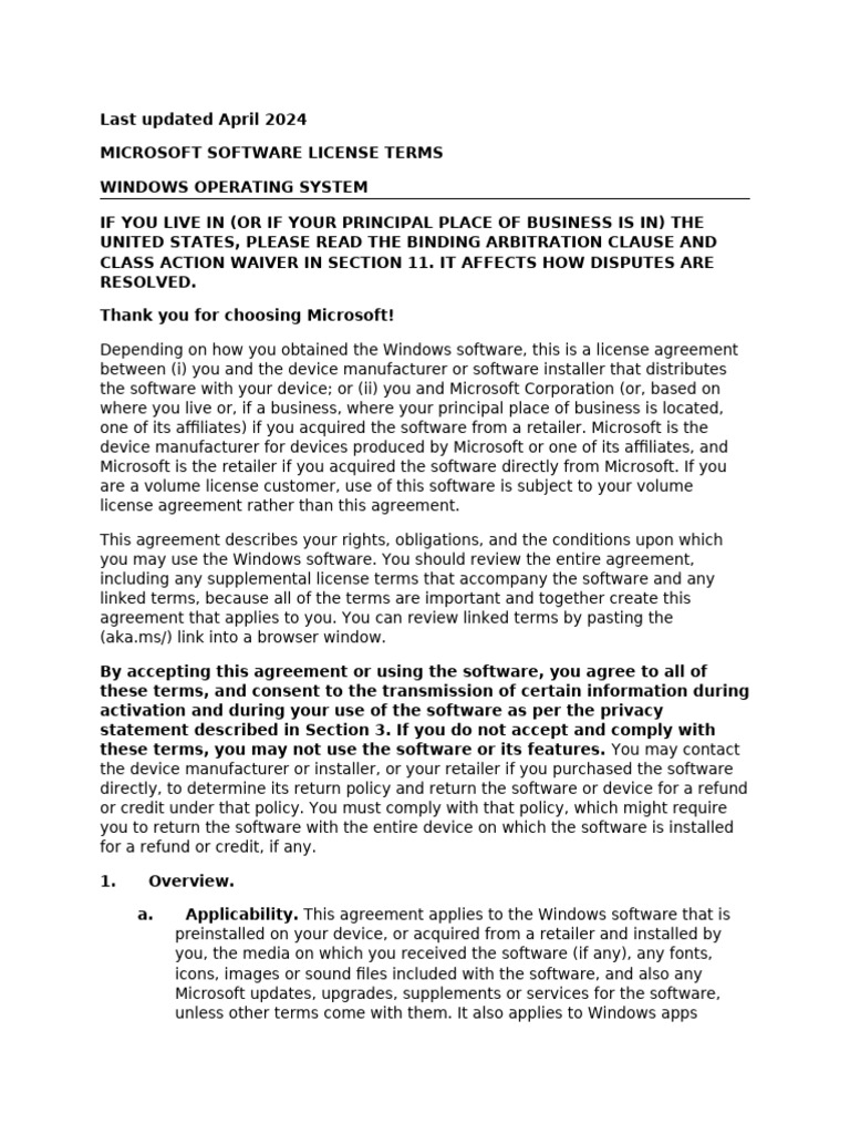 License | PDF | Arbitration | Microsoft Windows