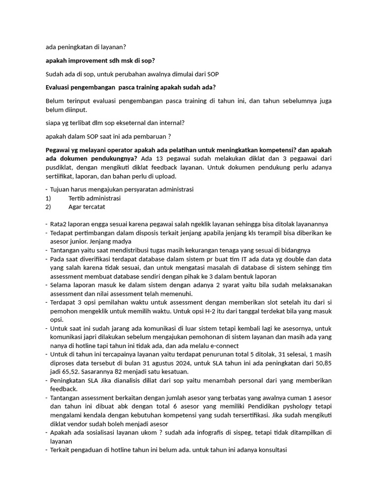 Audit Internal Tim Feedback Asesment | PDF