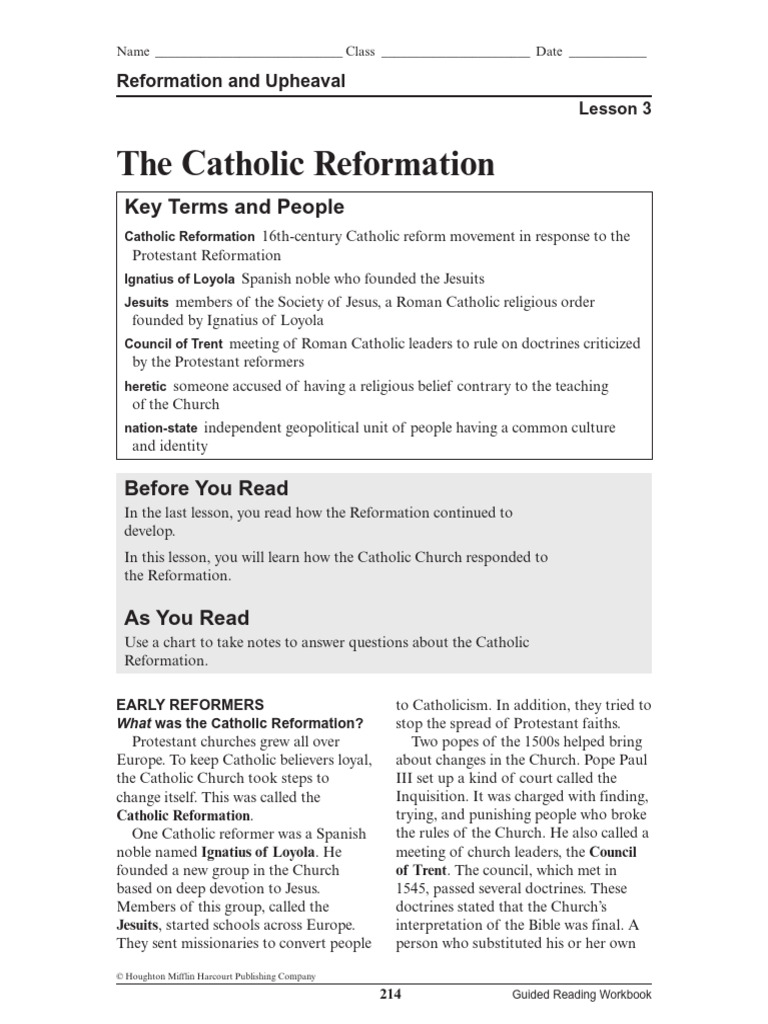 Reformation Lesson 3 | PDF | Catholic Church | Counter Reformation