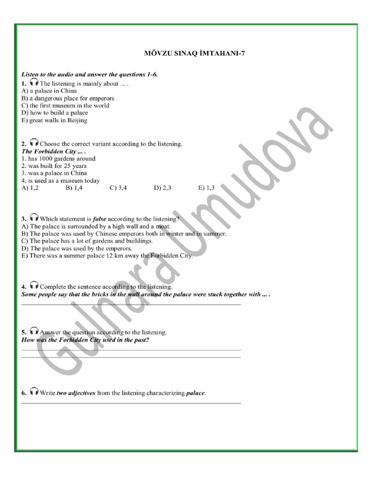 Yeni Sınaq. Cavablar Sondadi | PDF