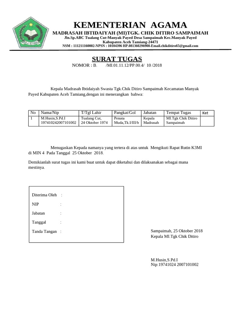 Surat Tugas Kepala | PDF