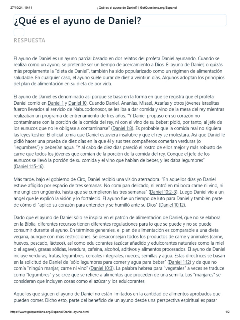 ¿Qué Es El Ayuno de Daniel | PDF | Daniel (figura bíblica) | Alimentos