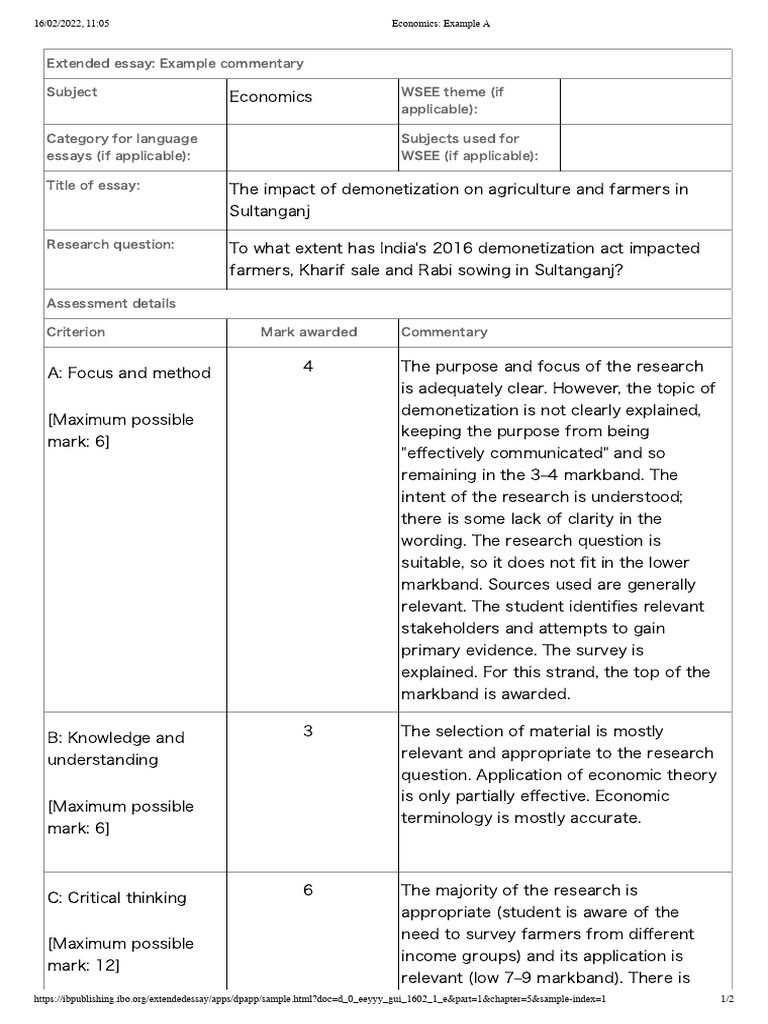 EE Economics Example A - Commentary | PDF | Essays | Economics