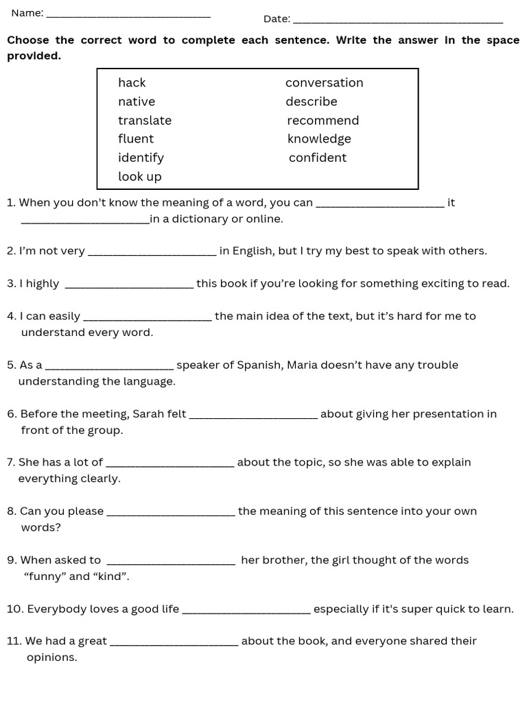 Vocab Test B1 (From Lesson 9) | PDF | Language Arts & Discipline