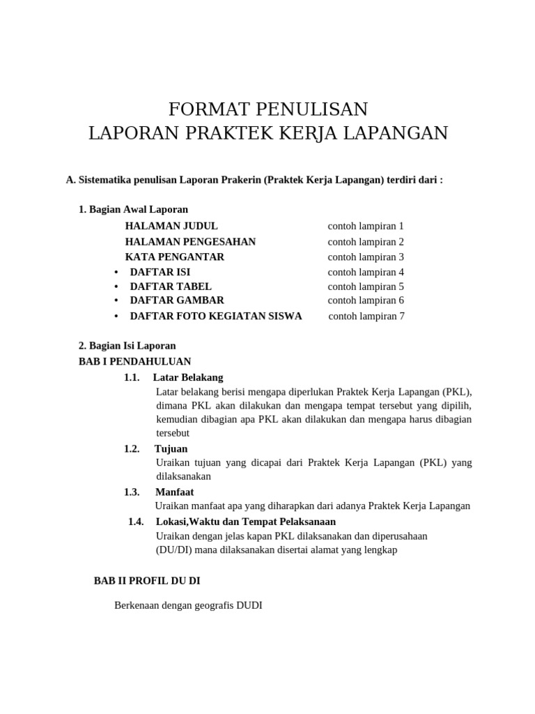 Format Penulisan Laporan PKL | PDF