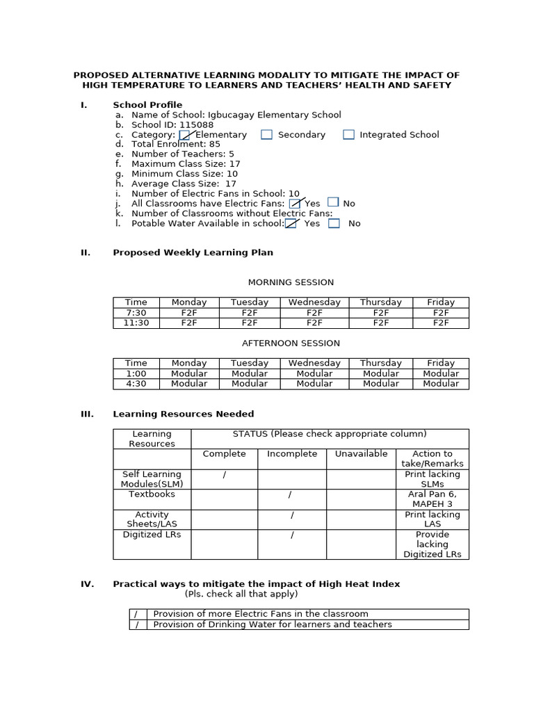 Proposed-Learning-Modality Template Revised (AutoRecovered) | PDF | Behavior Modification | Learning
